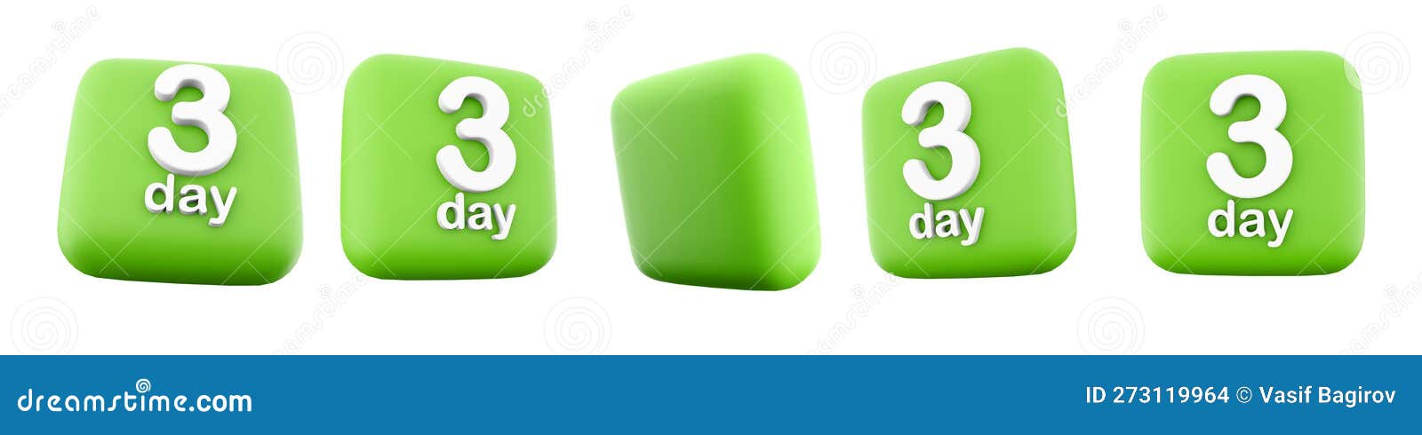 3d Rendering 3 Days Left Different Positions Icon Set. 3d Render Three ...