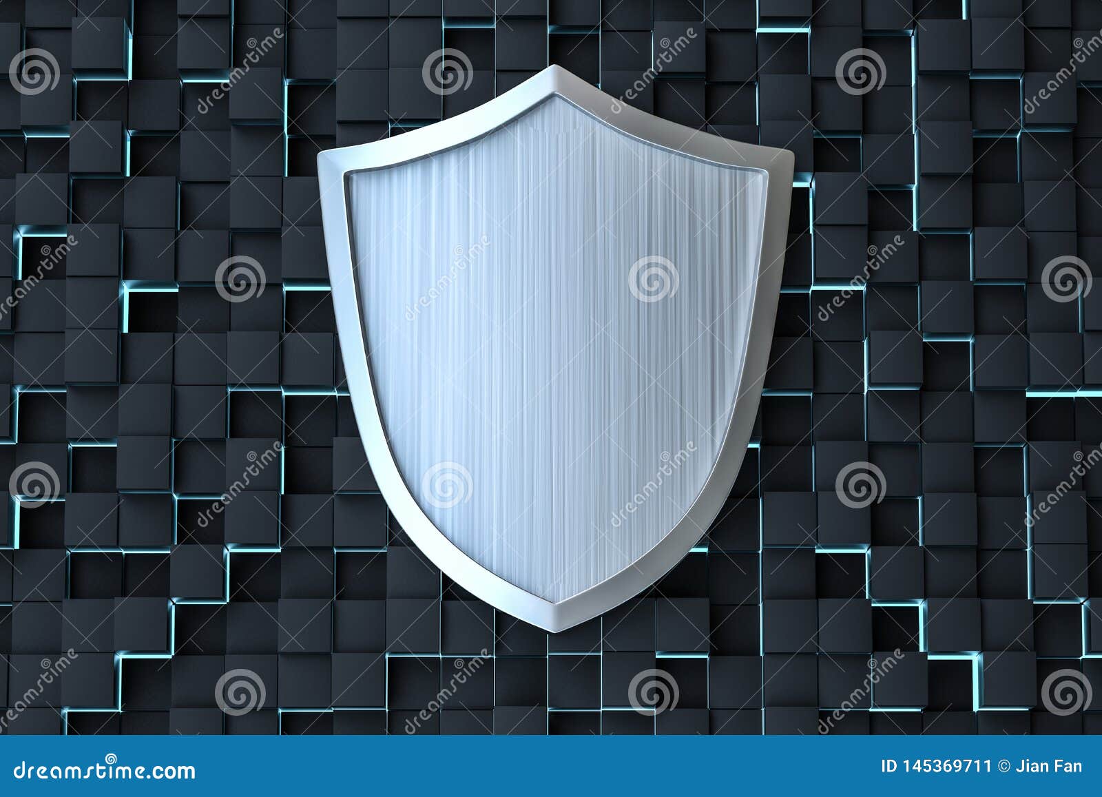 3d Rendering, a Defense Shield with Technological Background Stock ...