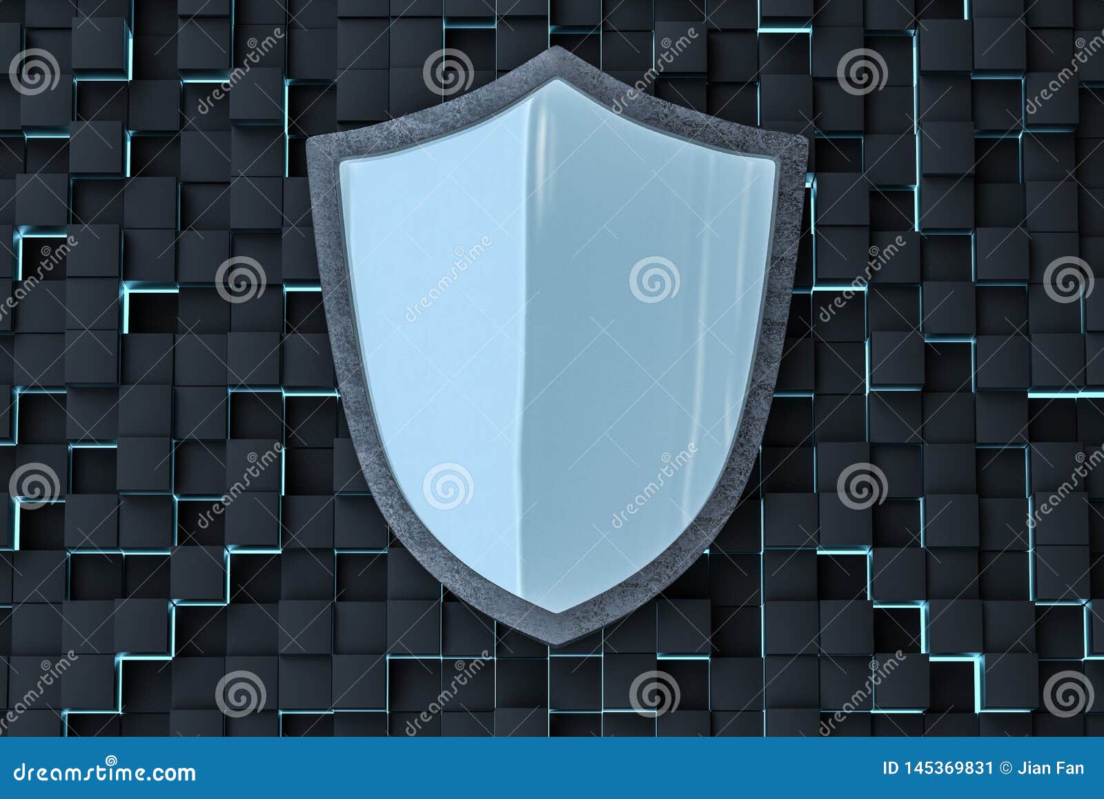 3d Rendering, a Defense Shield with Technological Background Stock ...
