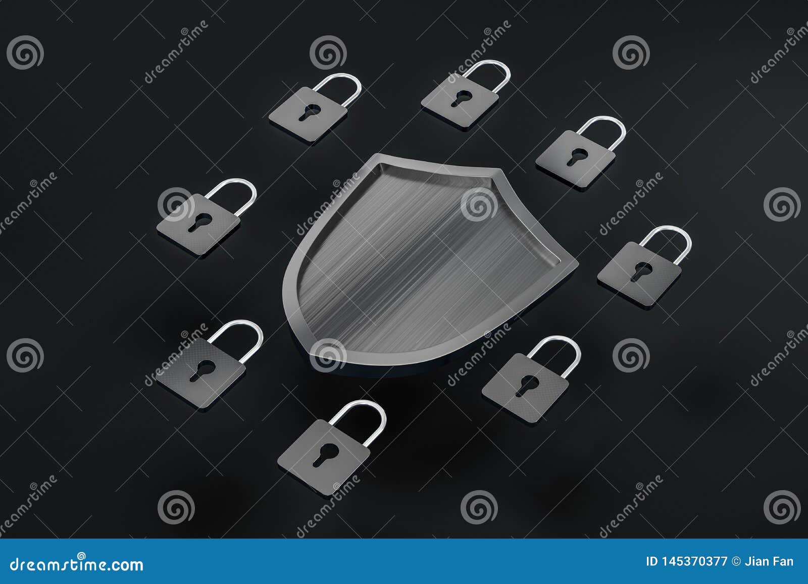 3d Rendering, a Defense Shield with Technological Background Stock ...
