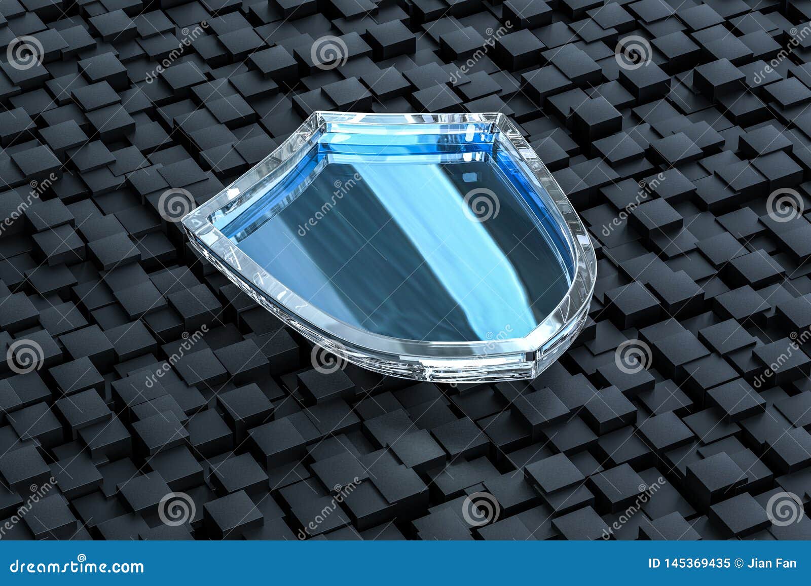3d Rendering, a Defense Shield with Technological Background Stock ...