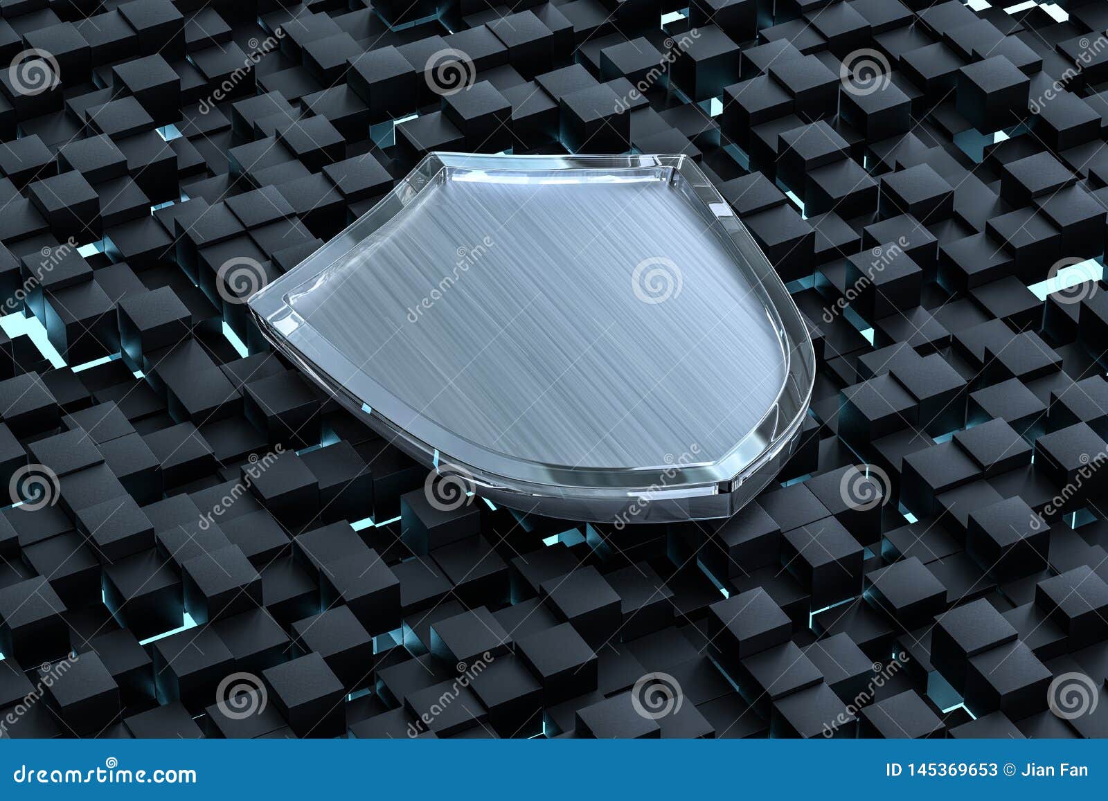 3d Rendering, a Defense Shield with Technological Background Stock ...