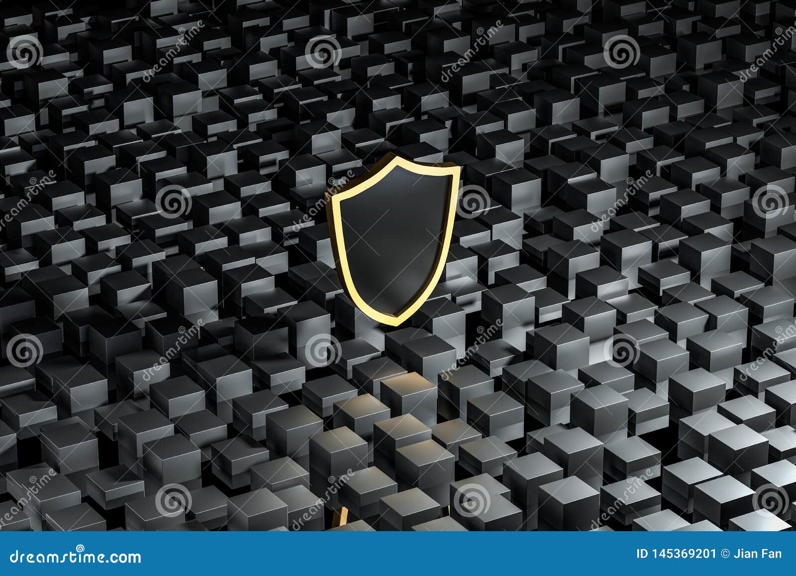 3d Rendering, a Defense Shield with Technological Background Stock ...