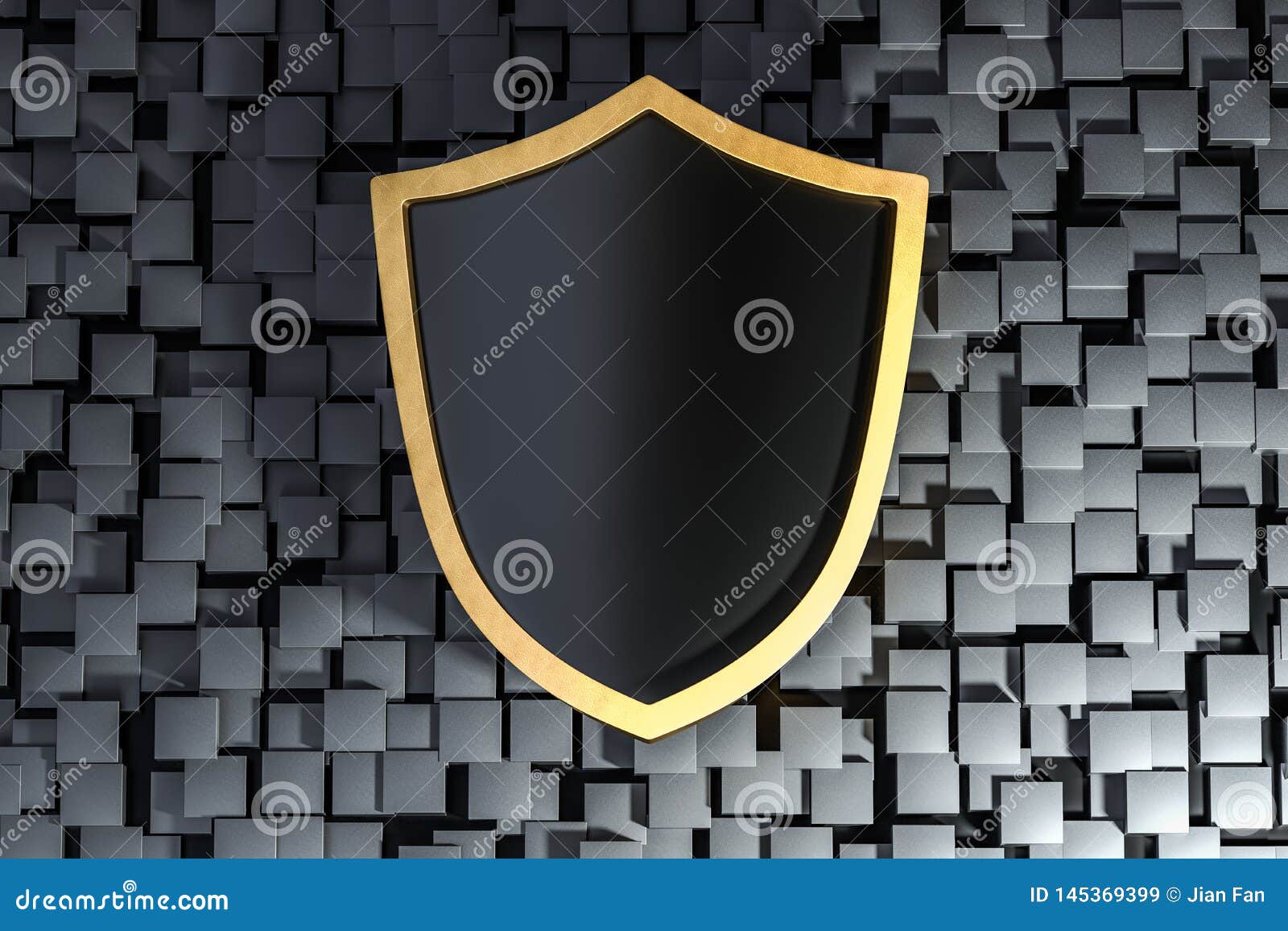 3d Rendering, a Defense Shield with Technological Background Stock ...