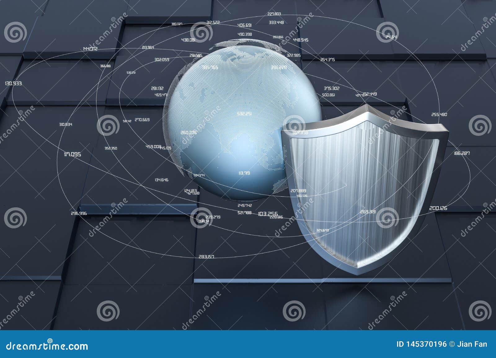 3d Rendering, A Defense Shield With Technological Background Stock ...