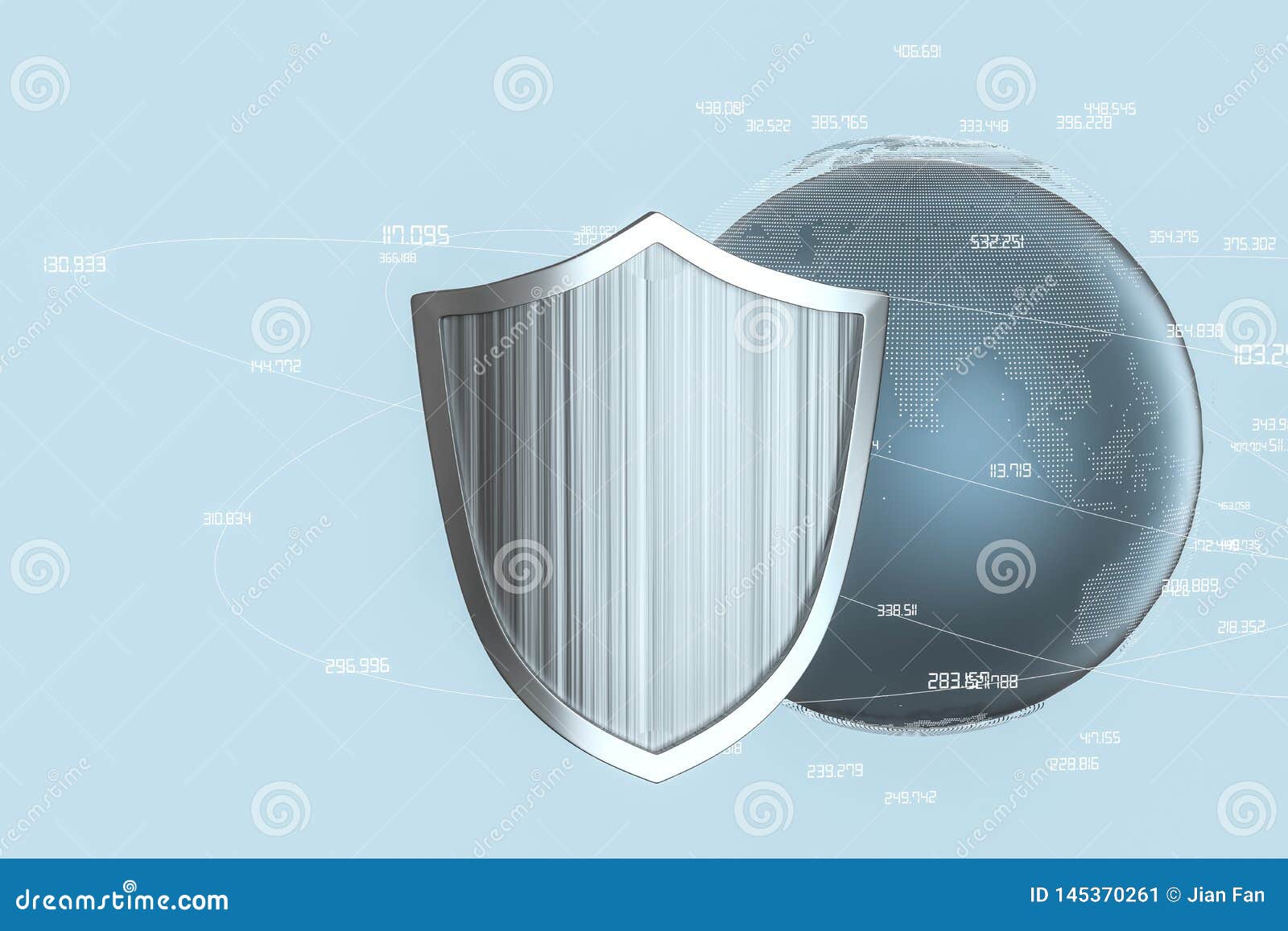 3d Rendering, a Defense Shield with Technological Background Stock ...