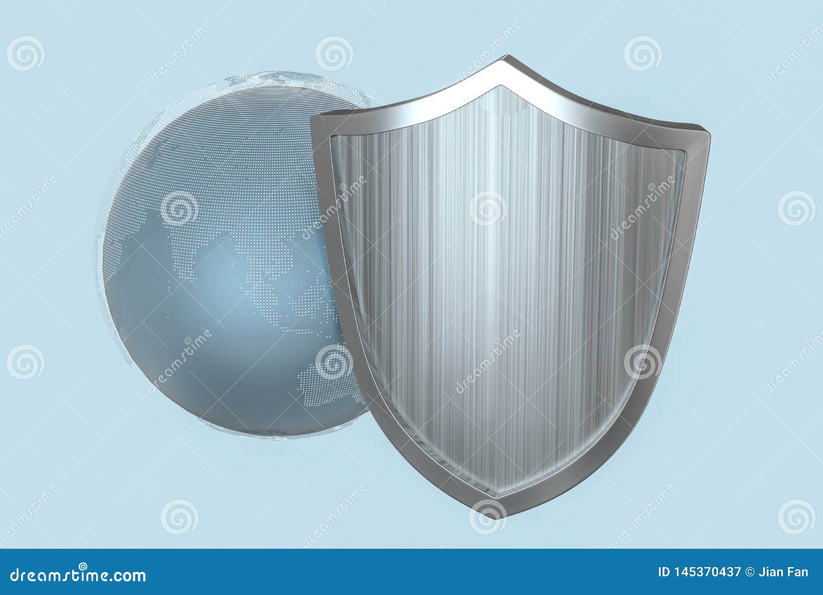 3d Rendering, a Defense Shield with Technological Background Stock ...
