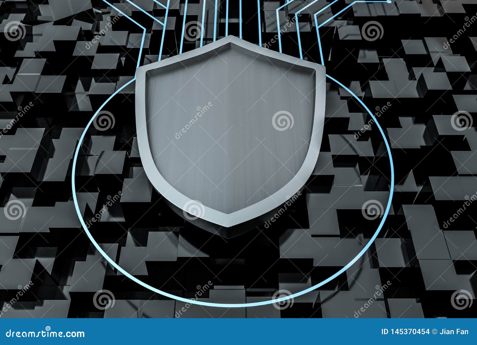 3d Rendering, a Defense Shield with Technological Background Stock ...