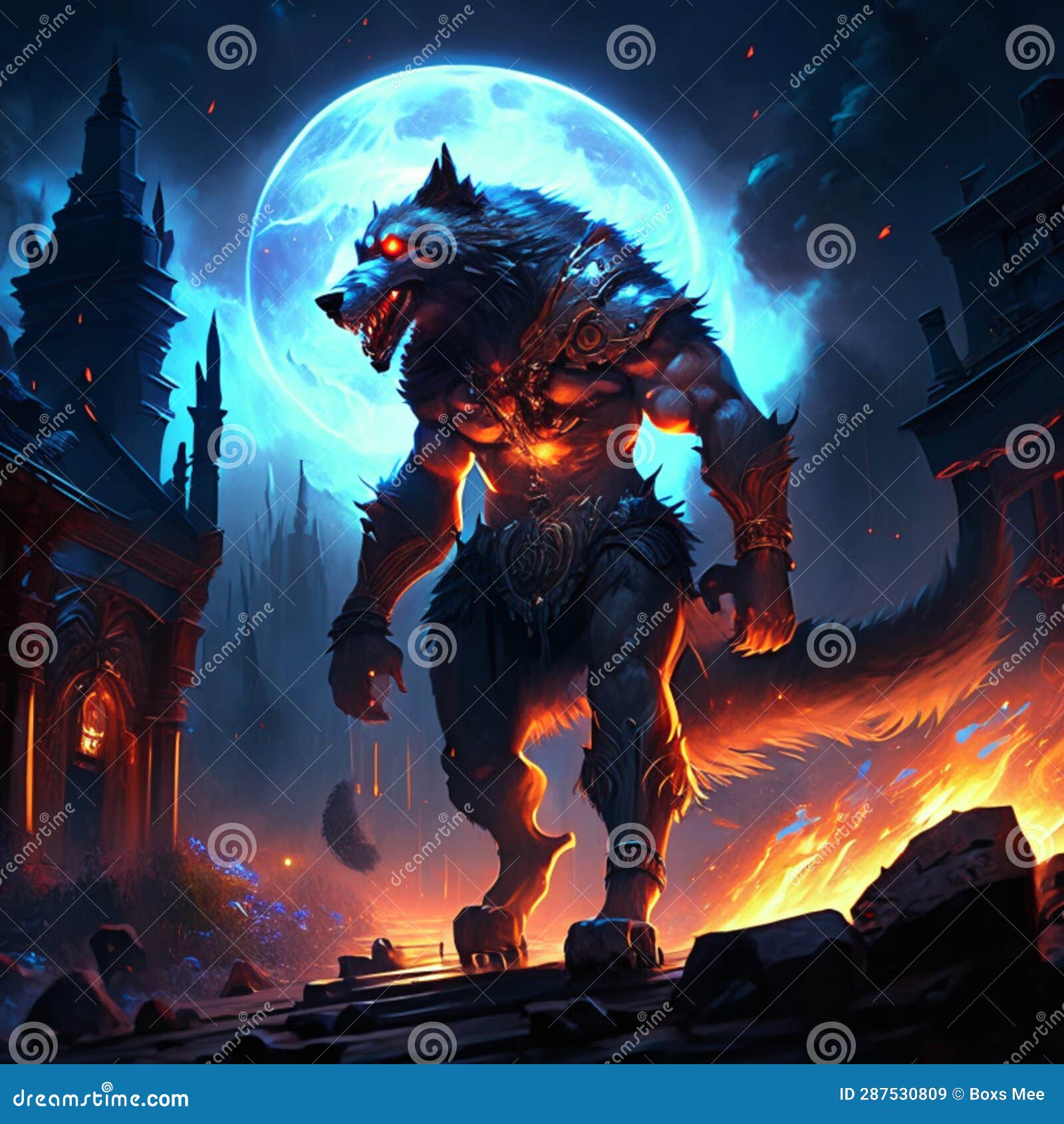 3D Rendering of a Demon with a Full Moon in the Background Generative ...