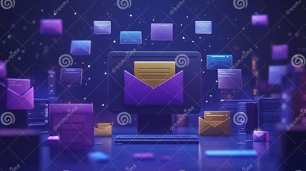 Digital Communication: Email Overload and Inbox Management Stock ...