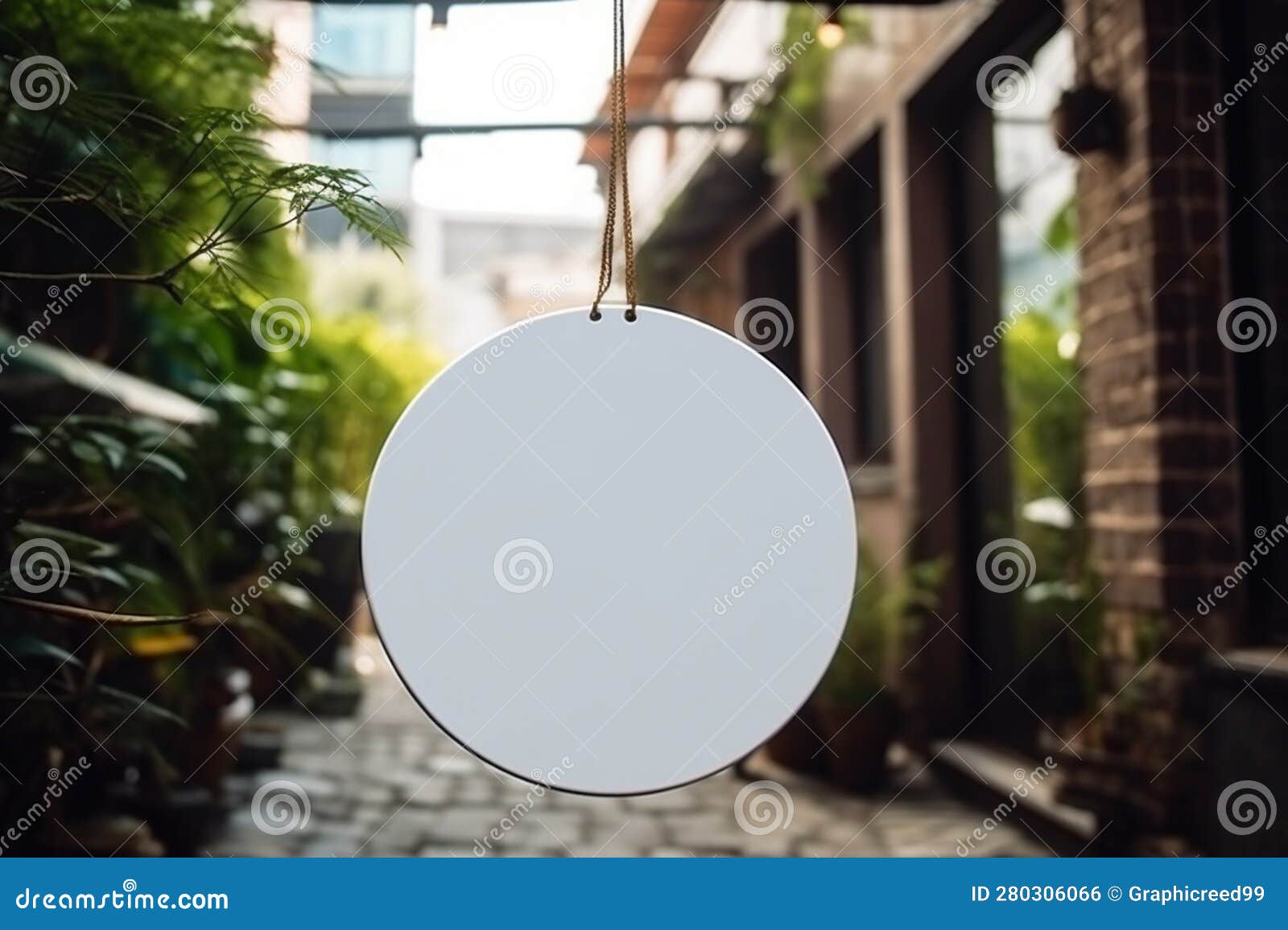 Ai Generative Blank Round Signboard Hanging on the Wall. 3d Rendering ...