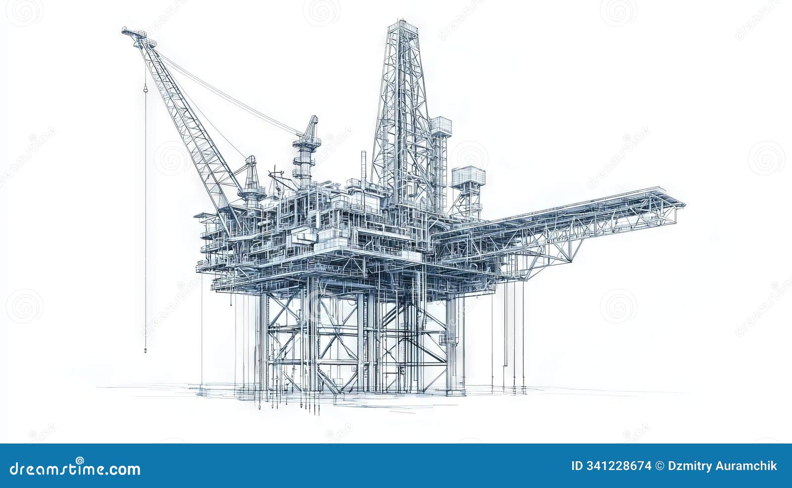 This 3D Rendering Depicts the Concept of an Offshore Oil Rig Drilling ...