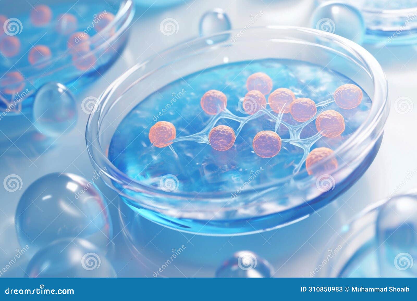 Depicts Transparent Cell With Biotechnology And Cosmetics 3D Rendering ...