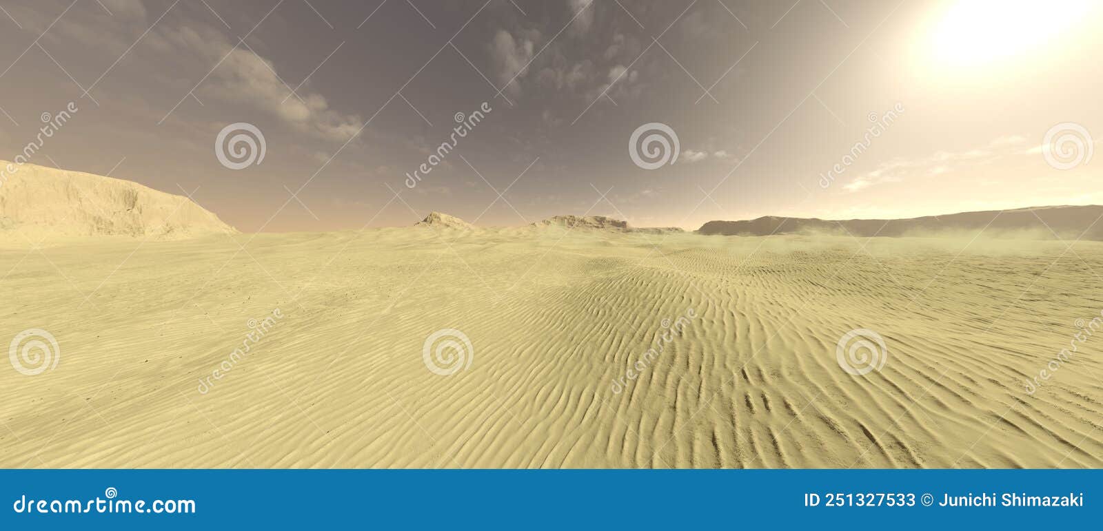 3D rendering of the desert stock illustration. Illustration of horizon ...