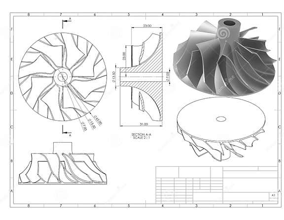 3D Rendering - Design a Turbo Impeller Concept Stock Illustration ...