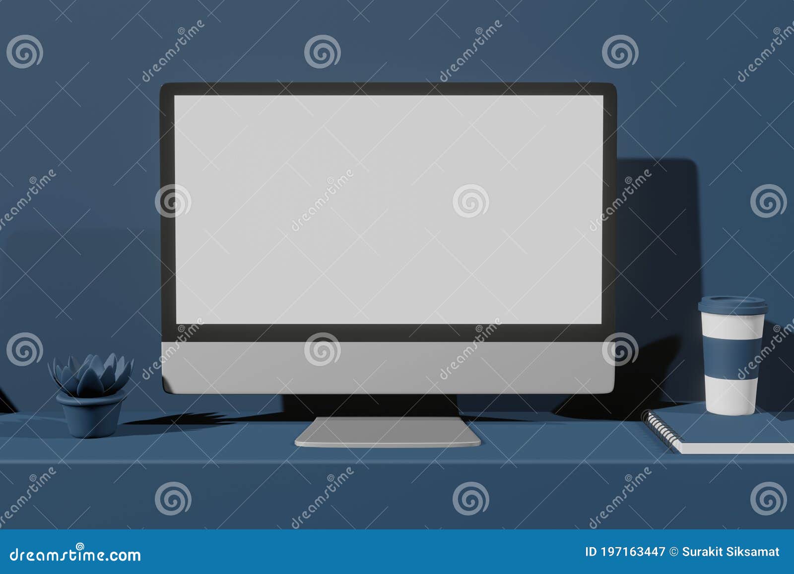 3d Rendering Desktop Computer Mockup for Screen Placement in Minimal ...