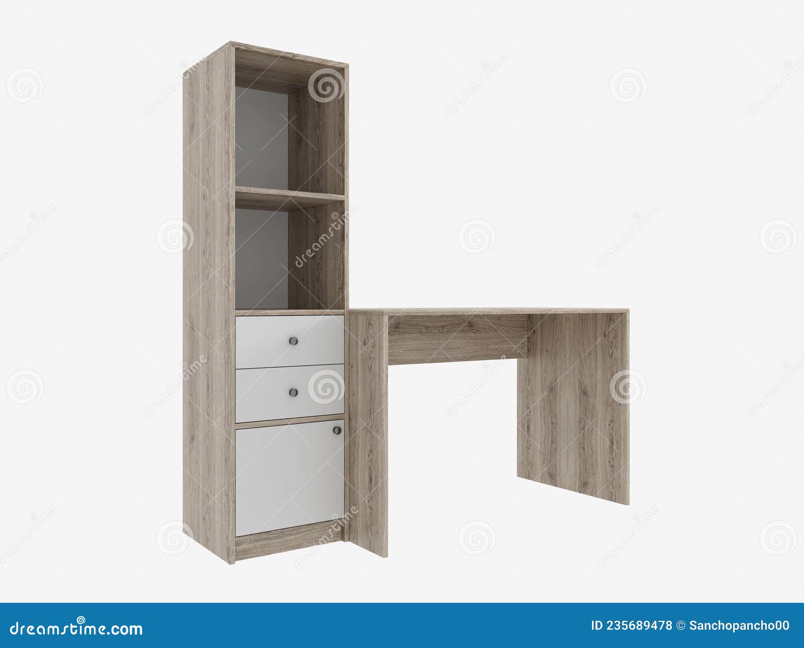 3d Rendering of a Desktop with a Computer. Stock Illustration ...