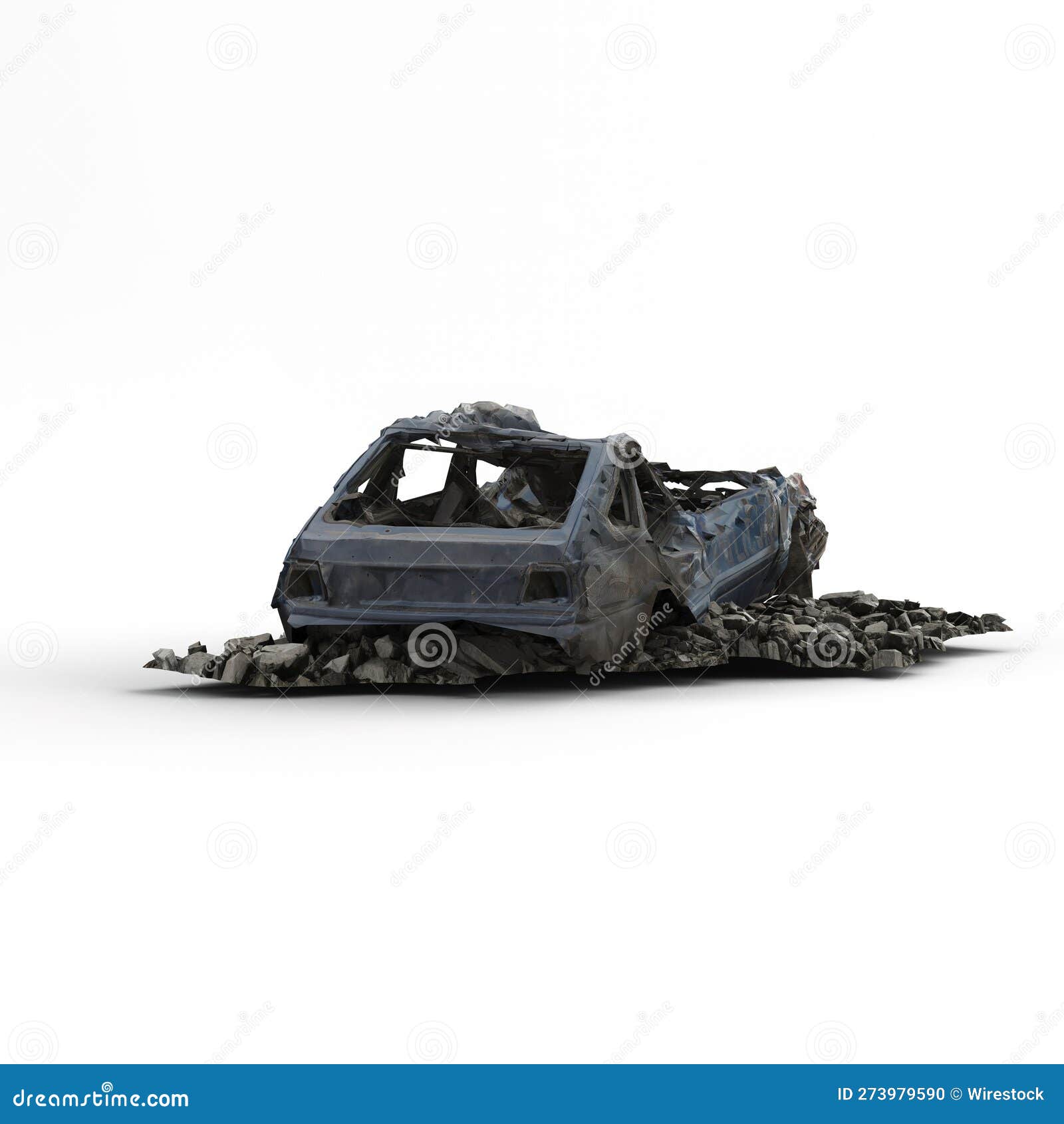3d Rendering of a Destroyed Car Stock Illustration - Illustration of ...