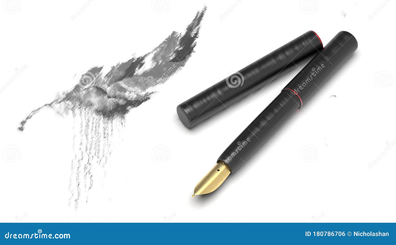 3d Rendering of Detailed Closeup of a Pen Lying on a Paper Stock ...