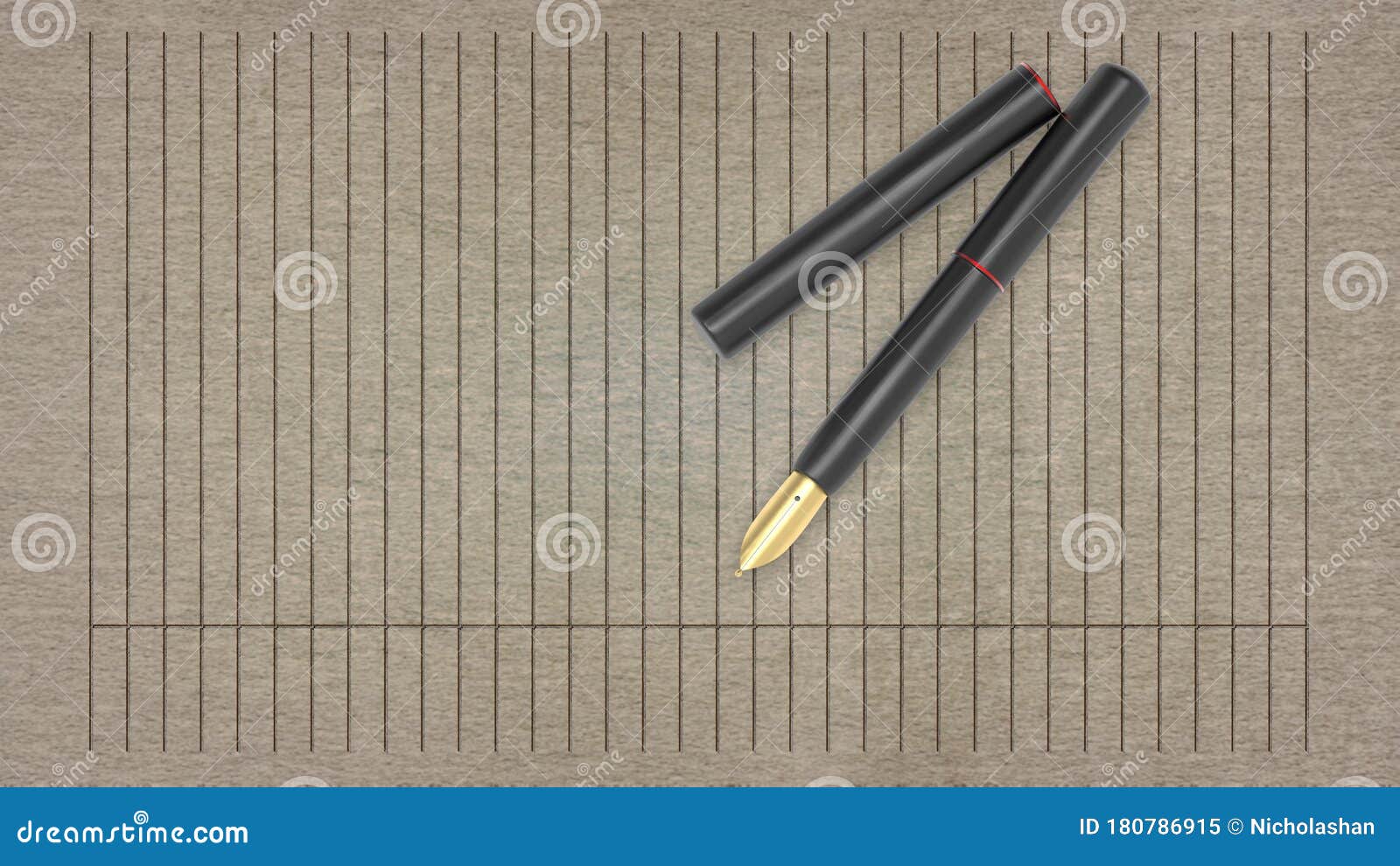 3d Rendering of Detailed Closeup of a Pen Lying on a Paper Stock ...
