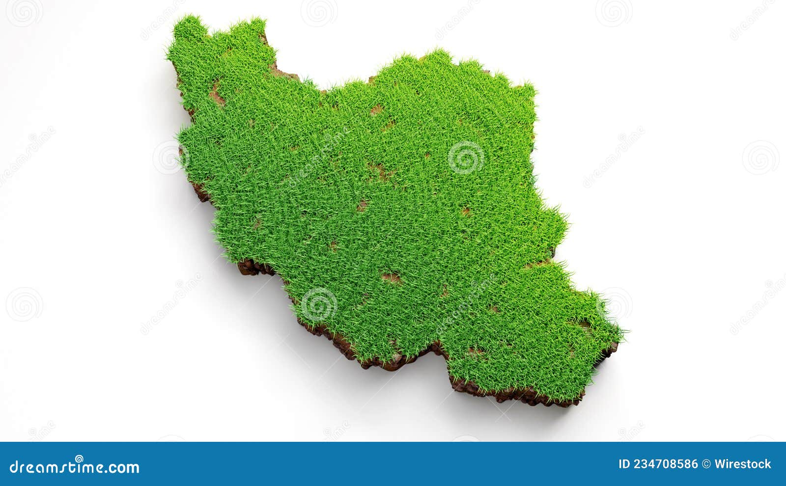 3d Rendering of a Detailed Iran Map with Grass and Soil on a White ...