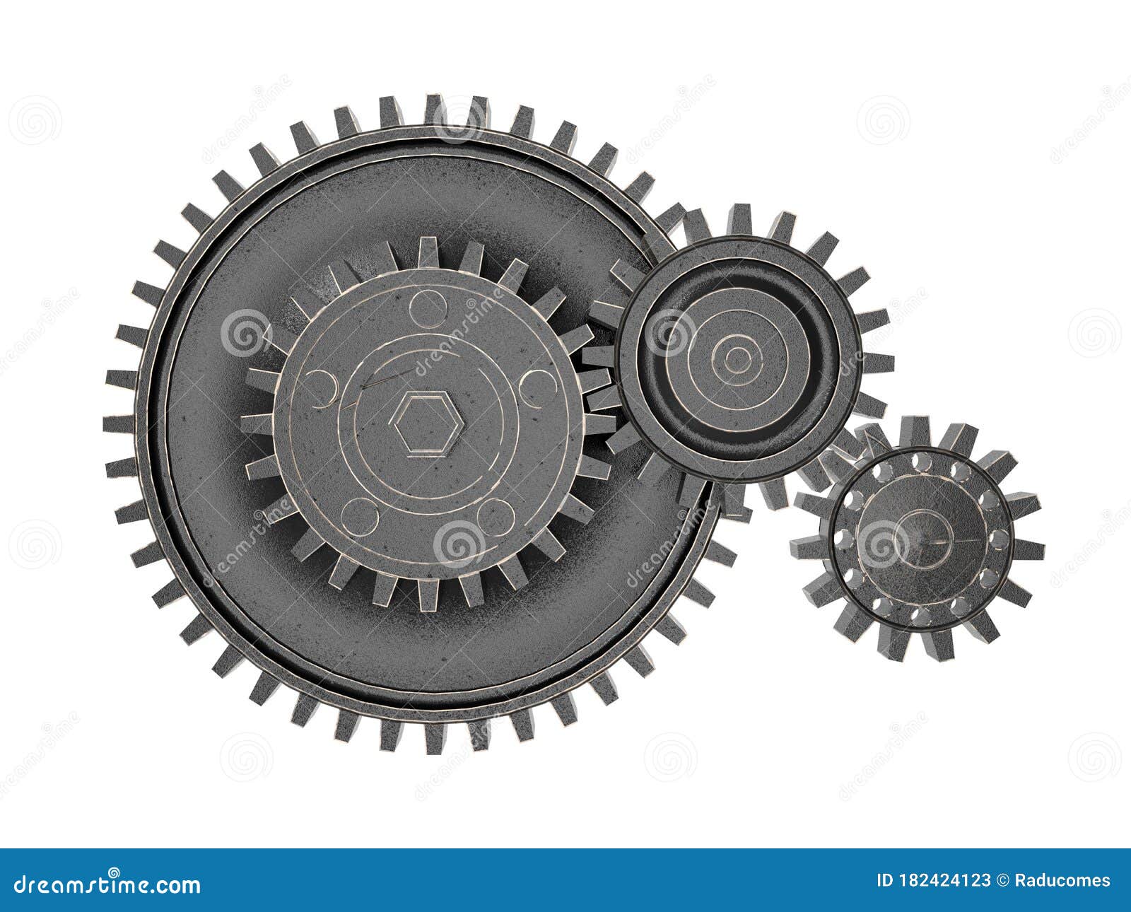 3D Rendering - Detailed Metallic Gears Stock Illustration ...