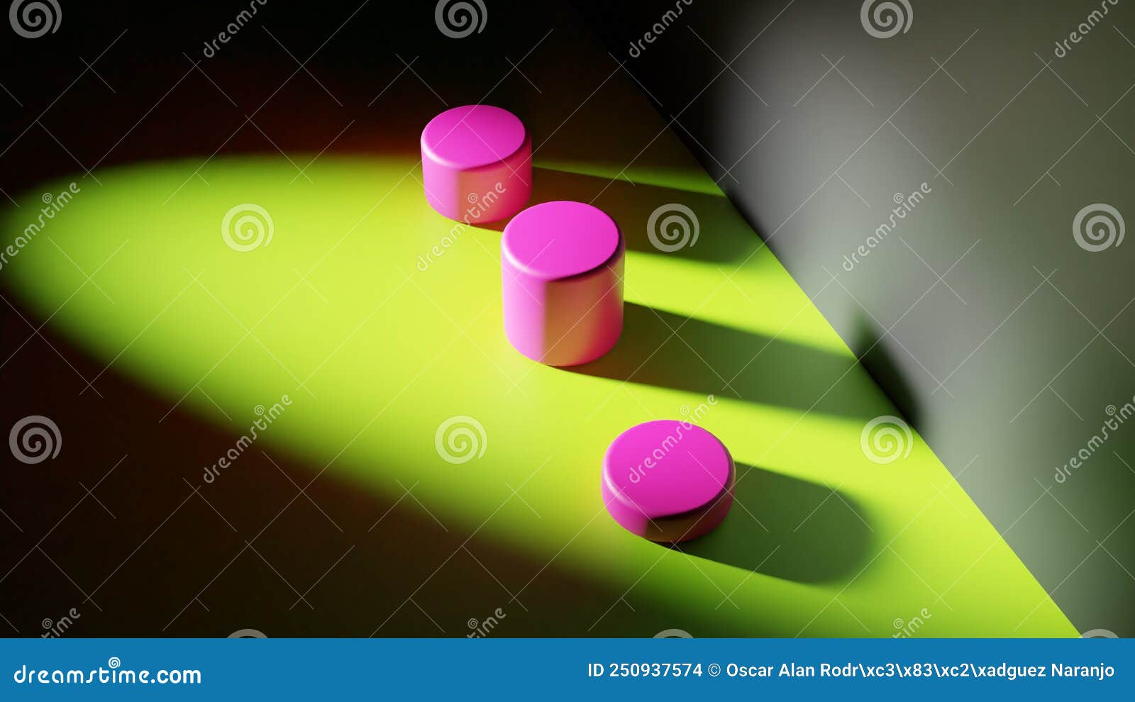 3d Rendering. Diagonal Top View of an Empty Room with Light from a ...