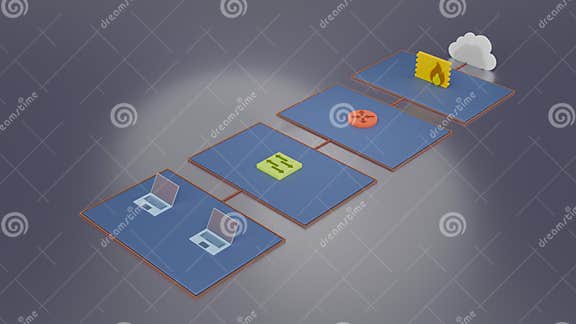 3d Rendering, Diagram of a Typical Basic Computer Network with Router ...