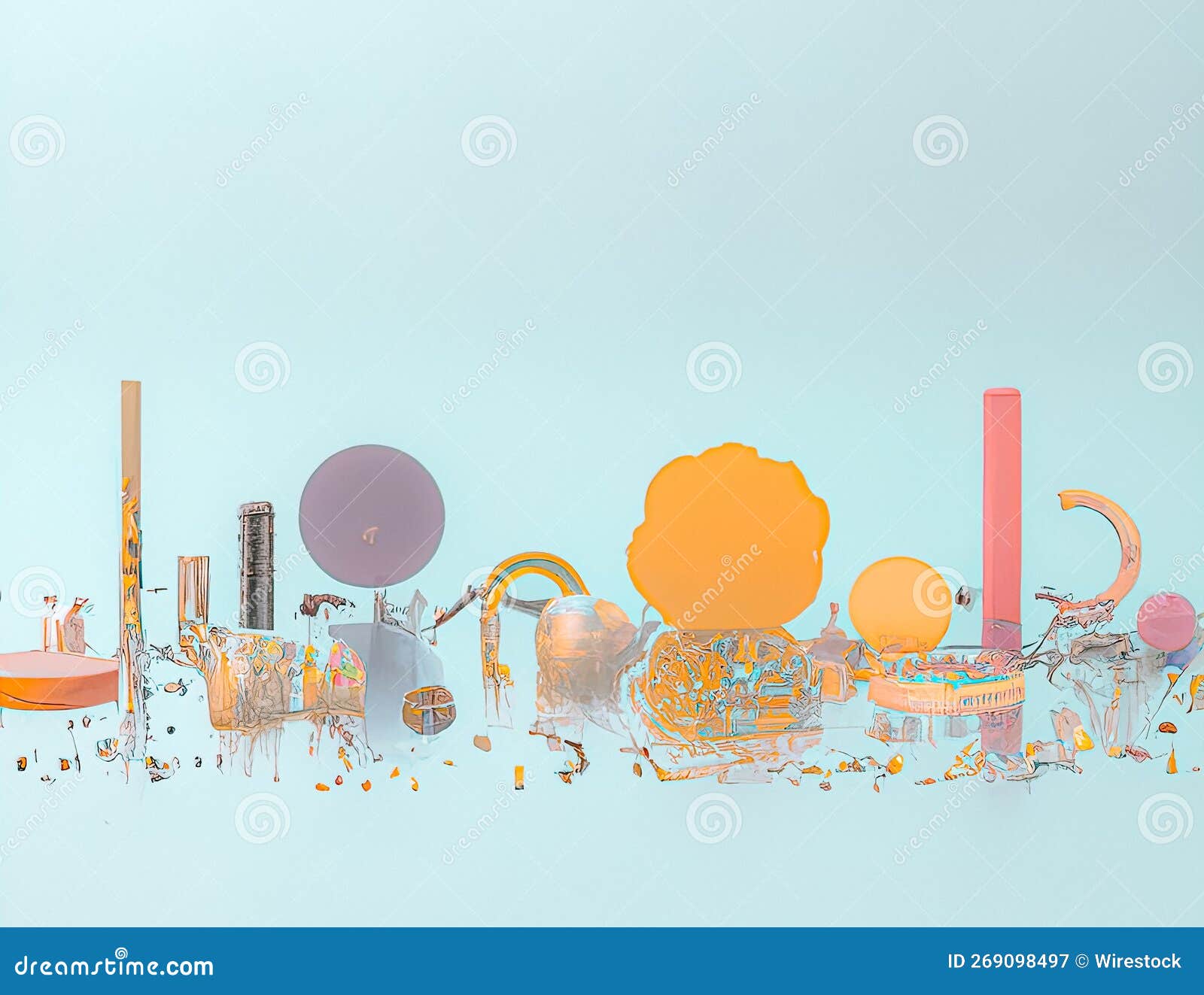 3d Rendering of Different Abstract Shiny Objects. Stock Illustration ...
