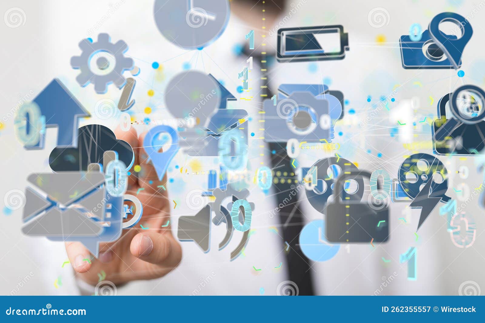 3d Rendering of Different Digital Cyberspace Technology Symbols with a ...