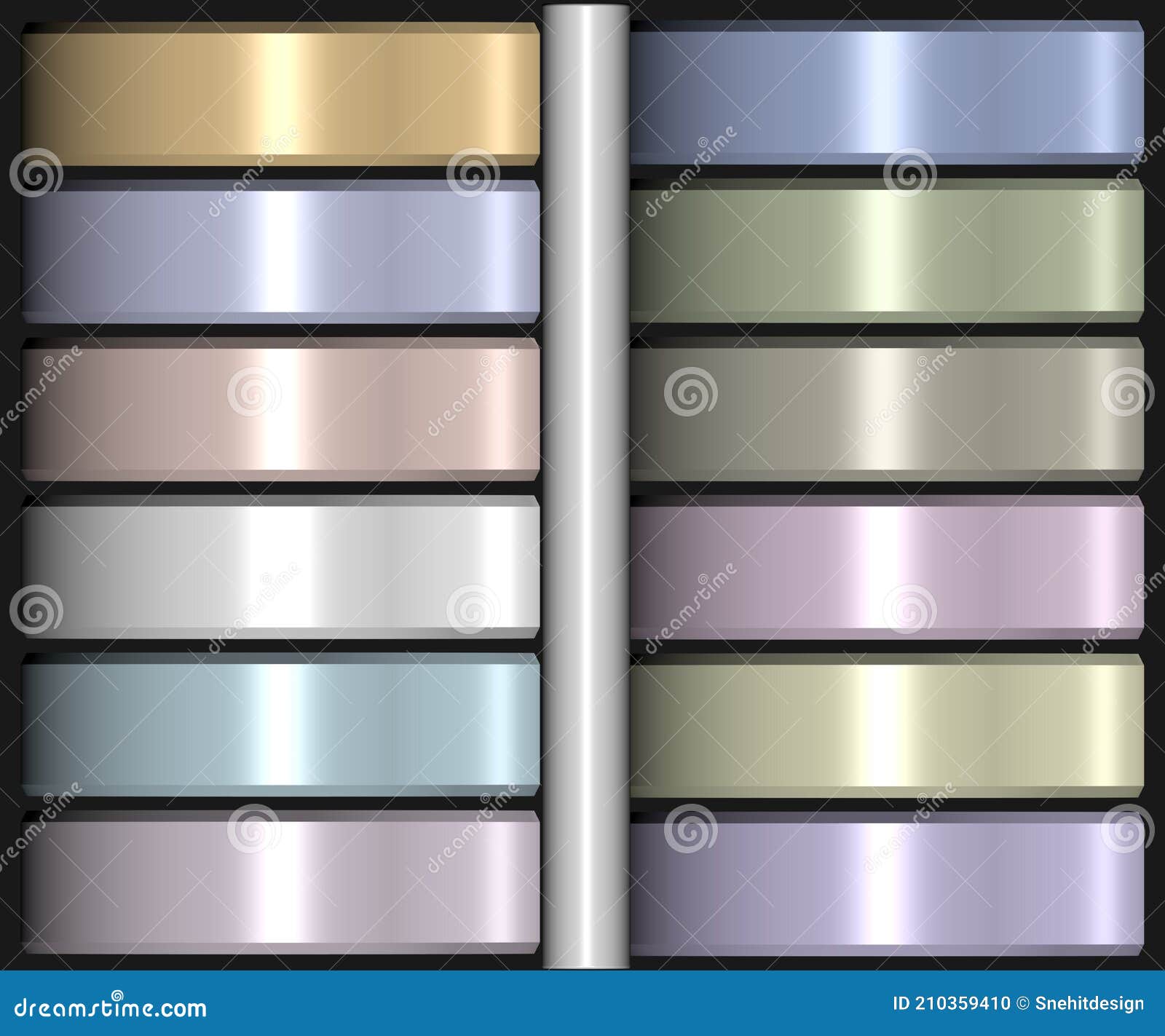 3d Rendering of Metallic Color Pallet Stock Illustration - Illustration ...