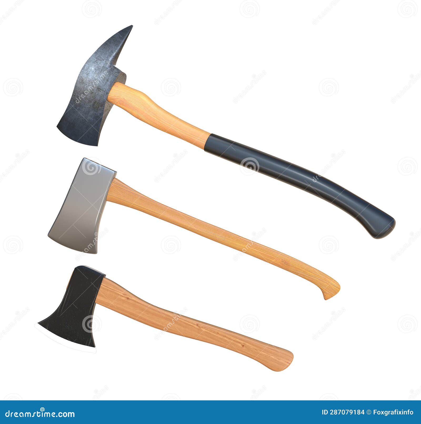 3D Rendering Different Types of Axes Isolated on White Background, PNG ...