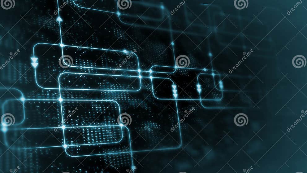 3D Rendering of Digital Abstract Technology. Blue Color Computer ...