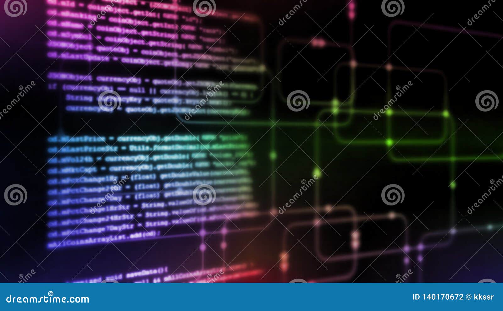 3D Rendering of Digital Abstract Technology. Programming Script Binary ...