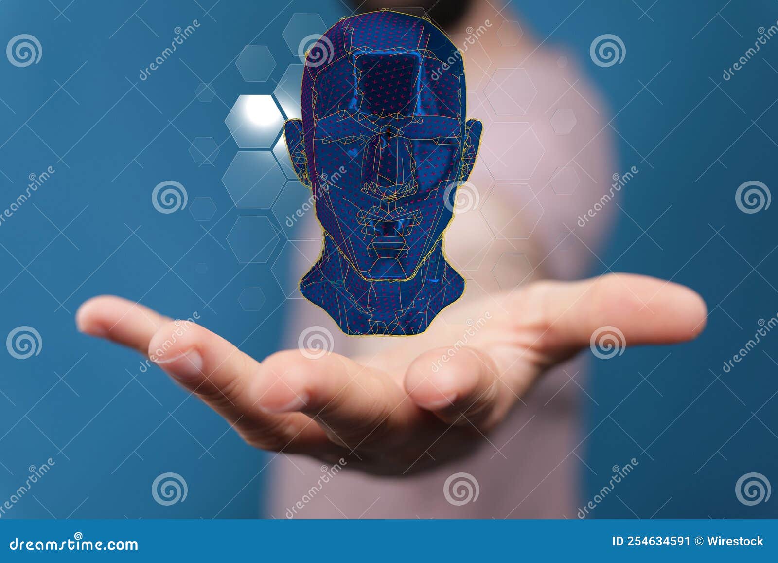 3D Rendering of a Digital Artificial Intelligence Hologram in ...