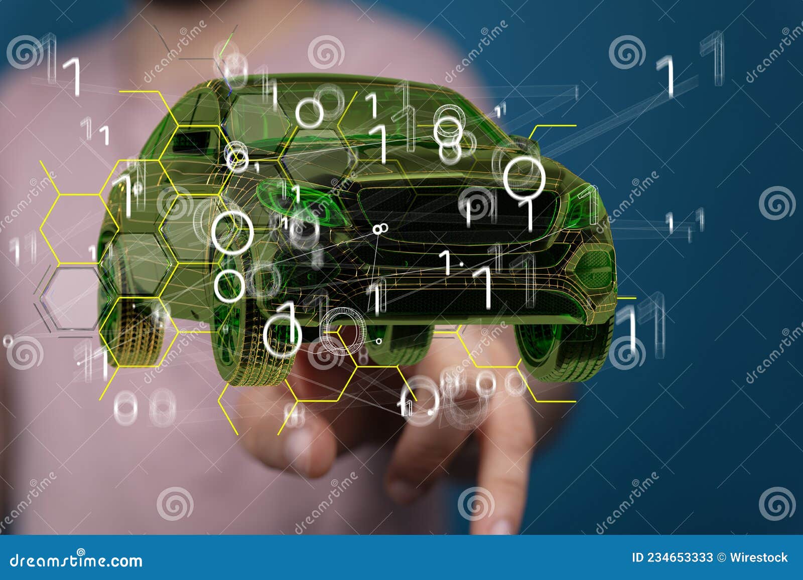 3D Rendering of a Digital Futuristic Electro Car, E-motion Concept ...