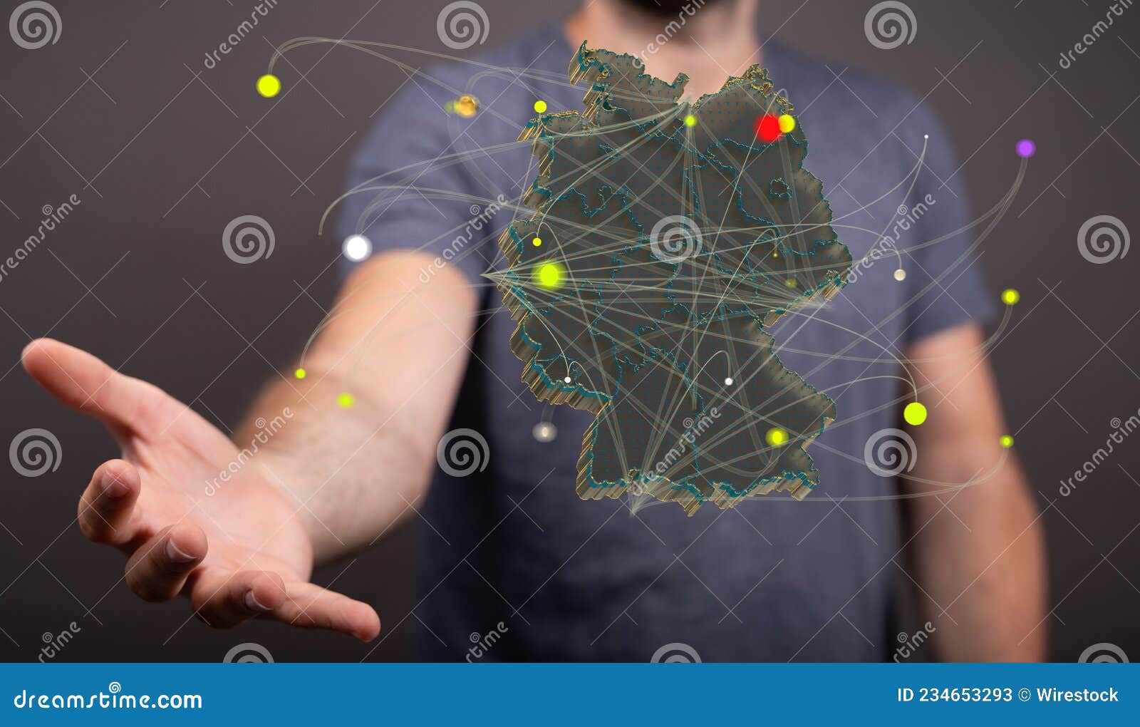 3D Rendering of Digital Germany Map Floating on Human Hands- Internet ...
