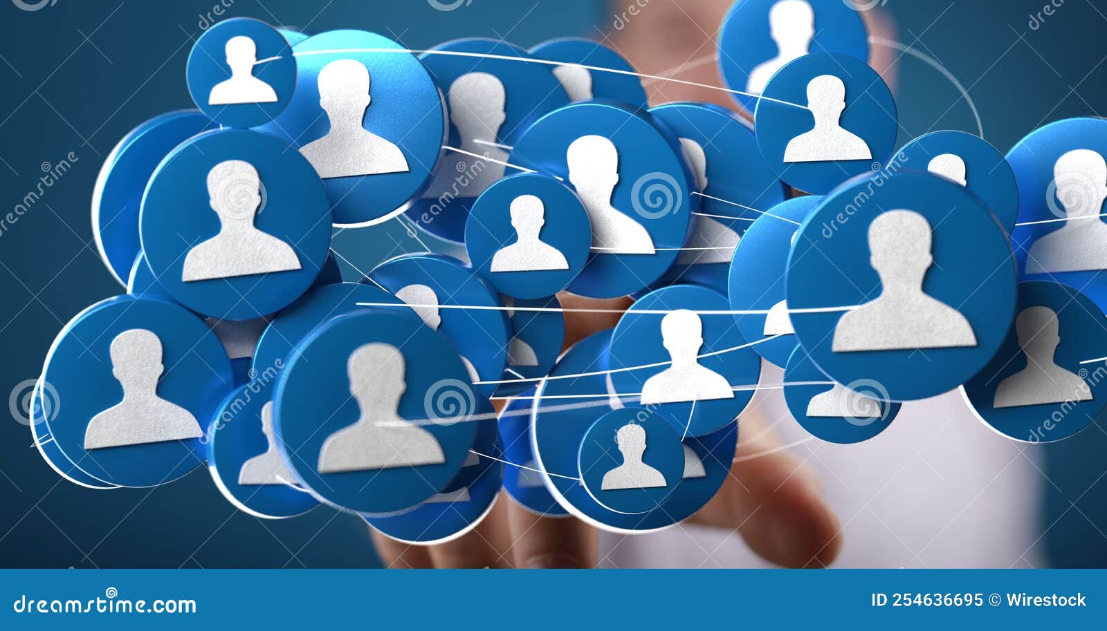 3D Rendering of Digital Human Icons with Hand Pointing at it. Digital ...