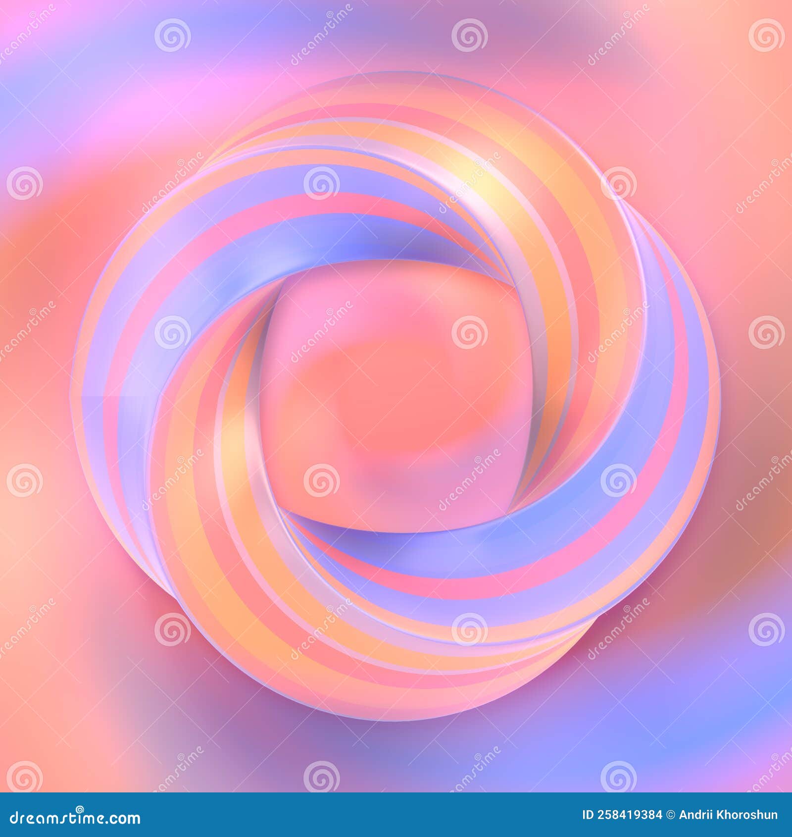 3d Rendering Digital Illustration of Neon Color Magical Shape. Optical ...