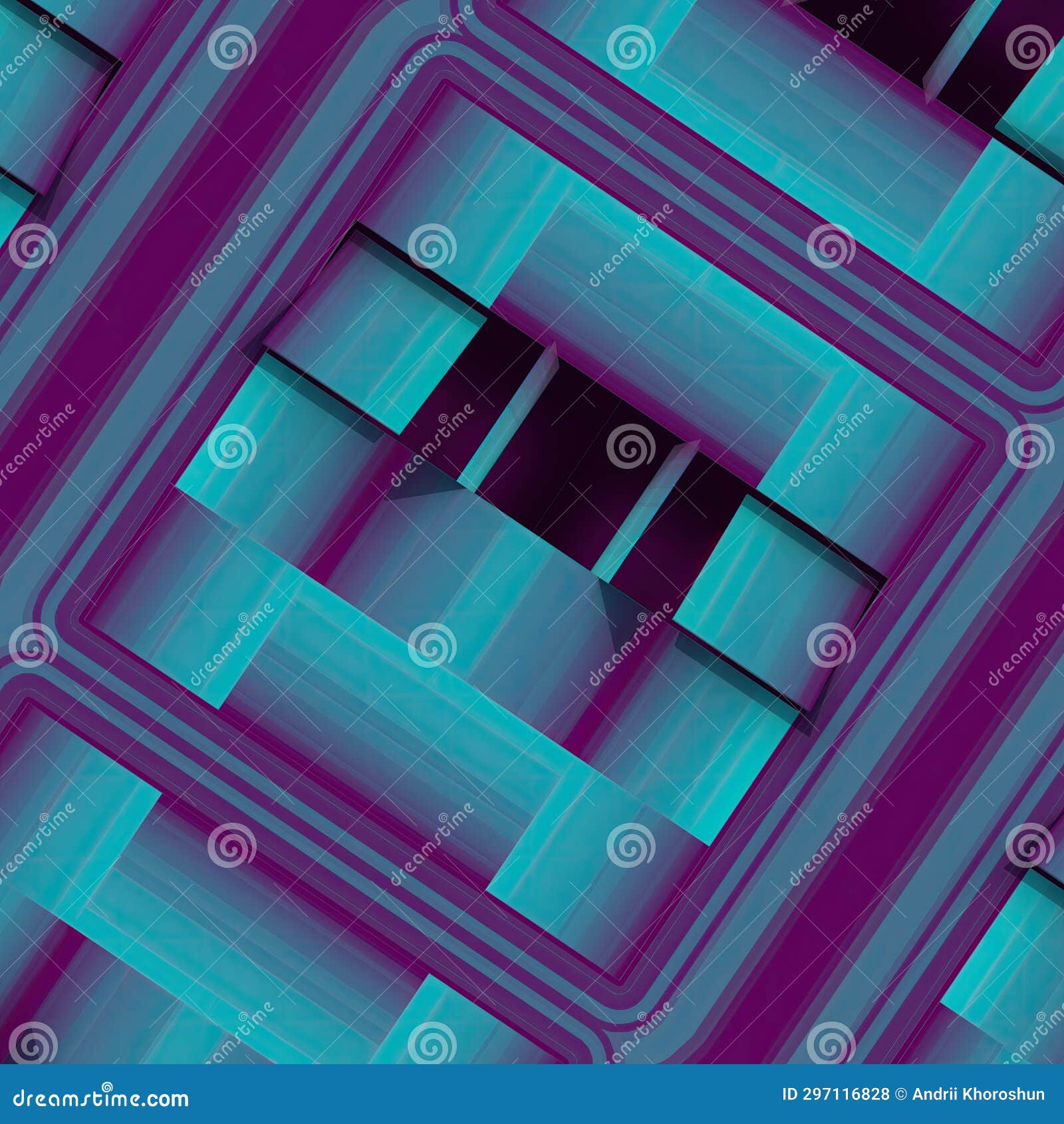 3d Rendering Digital Illustration of a Pattern of Squares. Abstract ...