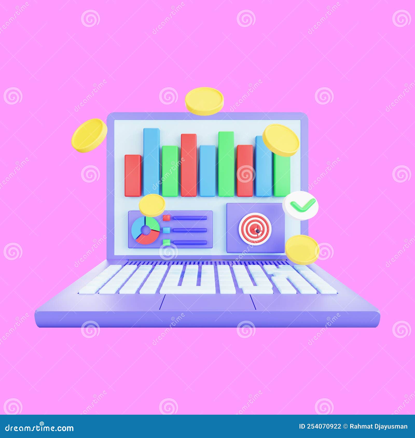 3d Rendering Digital Marketing Data Analysis Stock Photo - Illustration ...