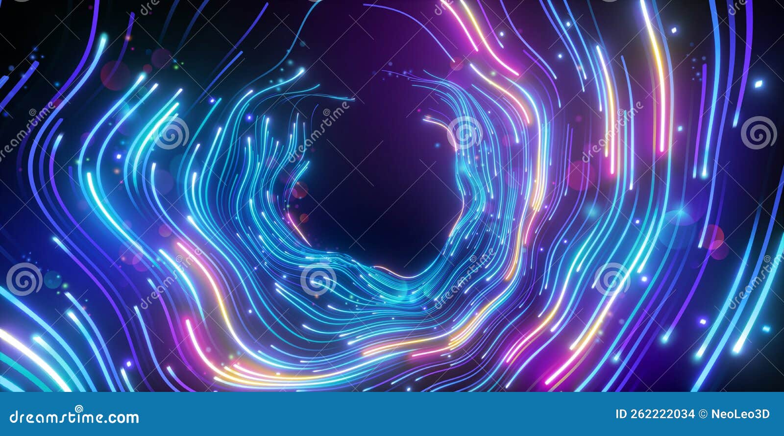 3d Rendering. Digital Wallpaper, Abstract Neon Background with Wavy ...