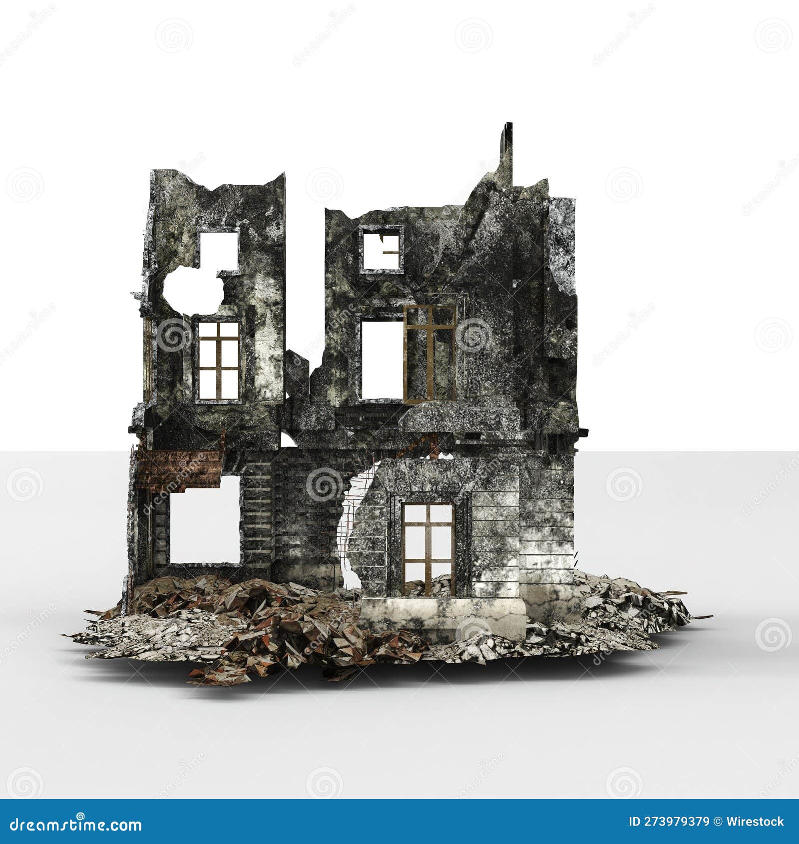 3d Rendering of a Dilapidated Structure Reduced To a Pile of Ruinous ...