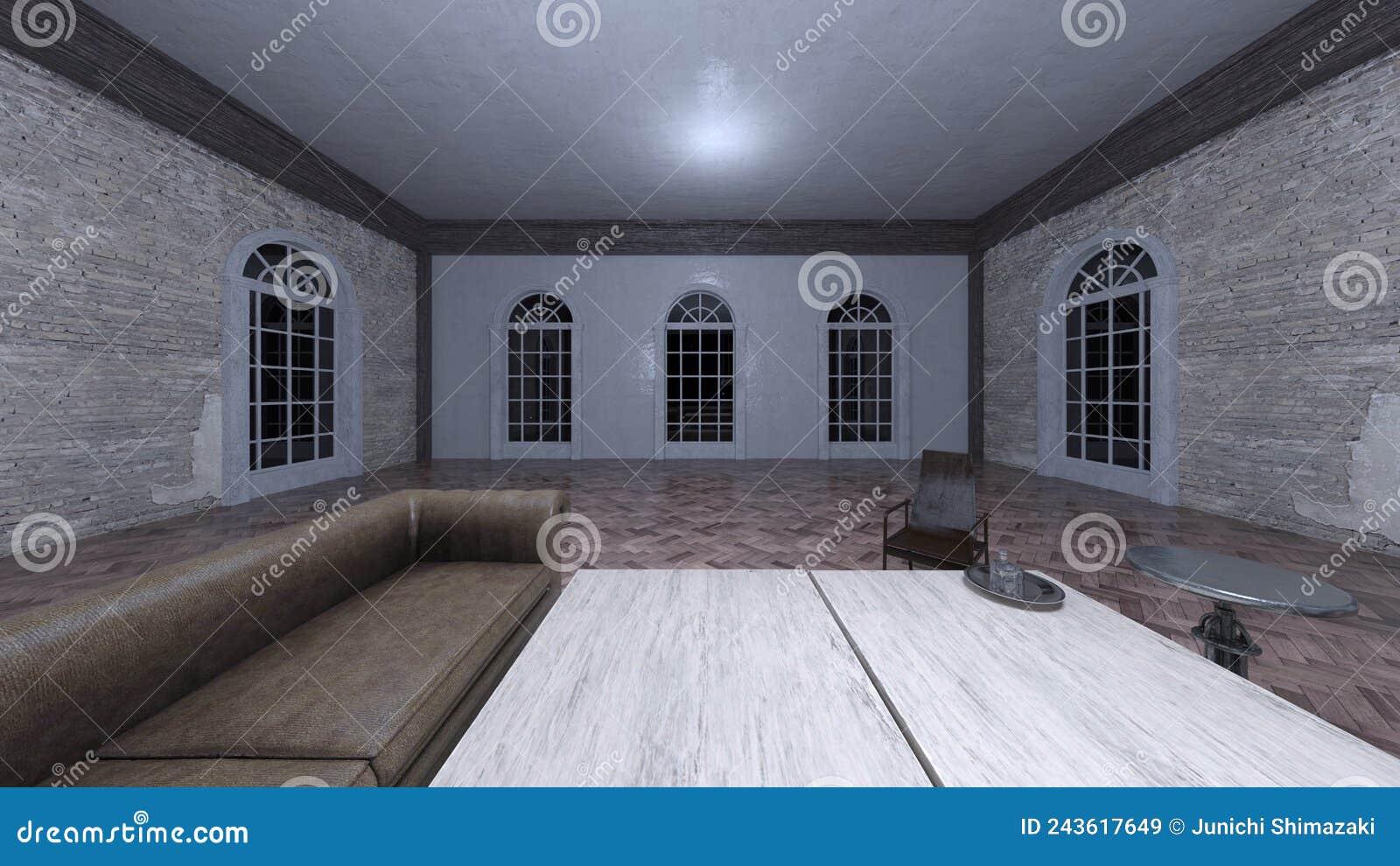 3D Rendering of the Dim Dining Room Stock Illustration - Illustration ...