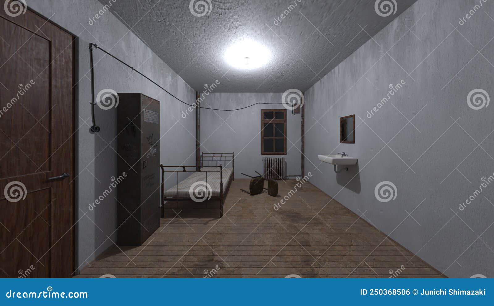 3D Rendering of the Dimly Lit Bedroom Stock Illustration - Illustration ...