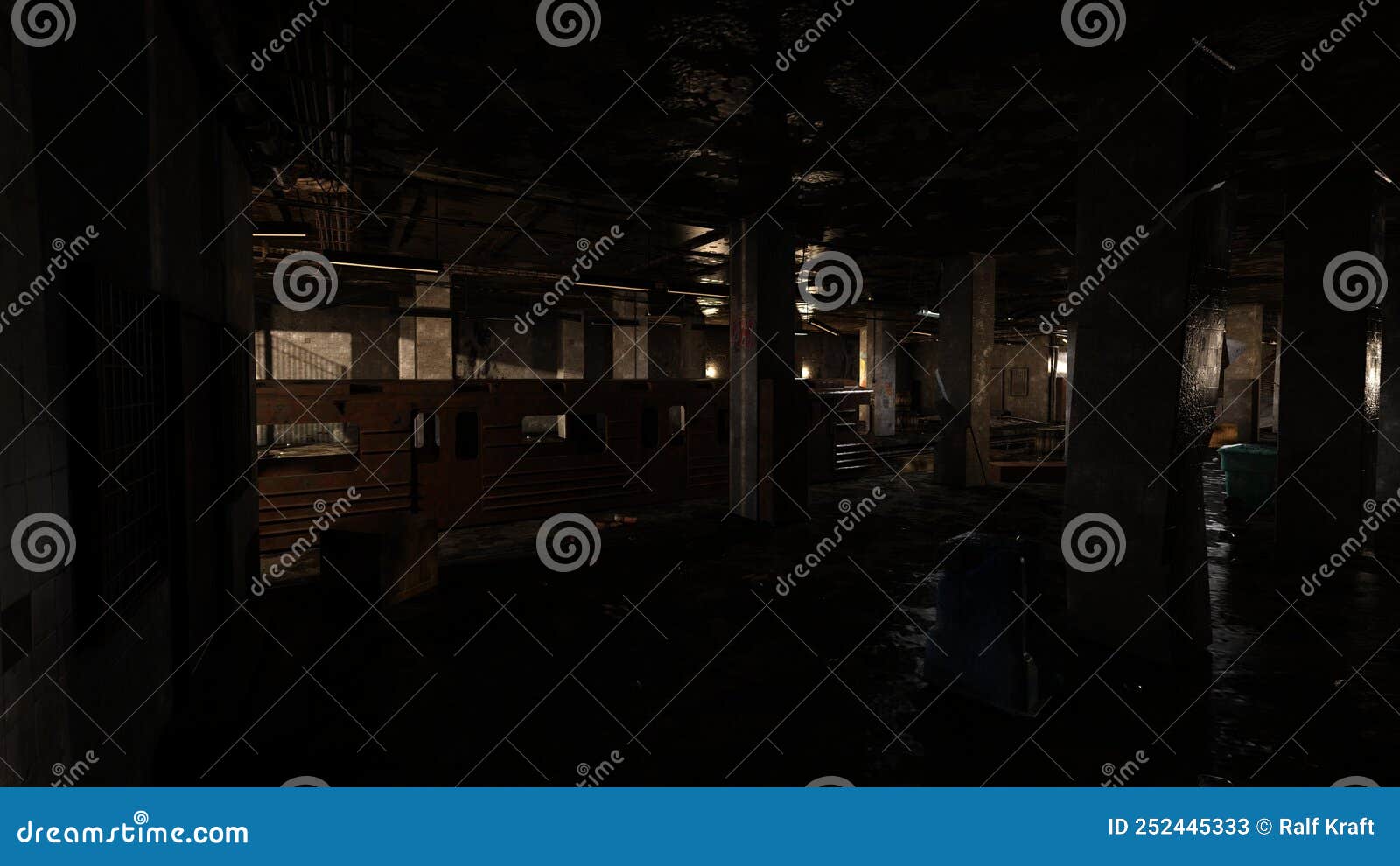 3D-illustration of a Destroyed and Abandoned Subway Station Stock ...