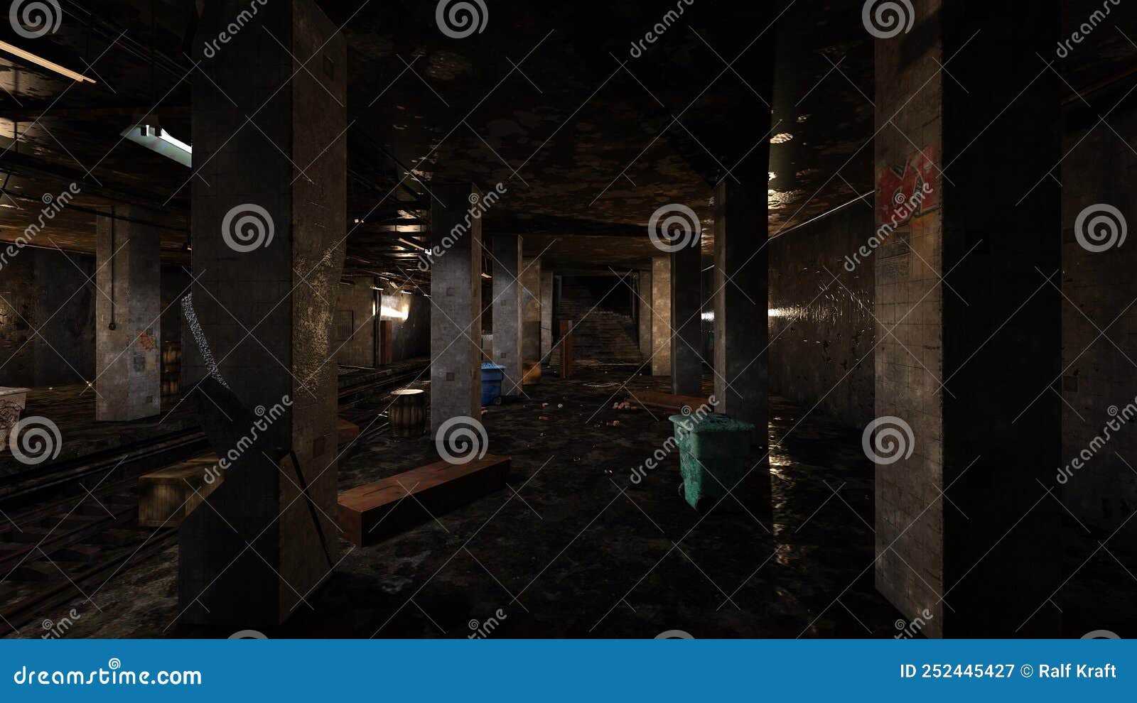 3D-illustration of a Destroyed and Abandoned Subway Station Stock ...