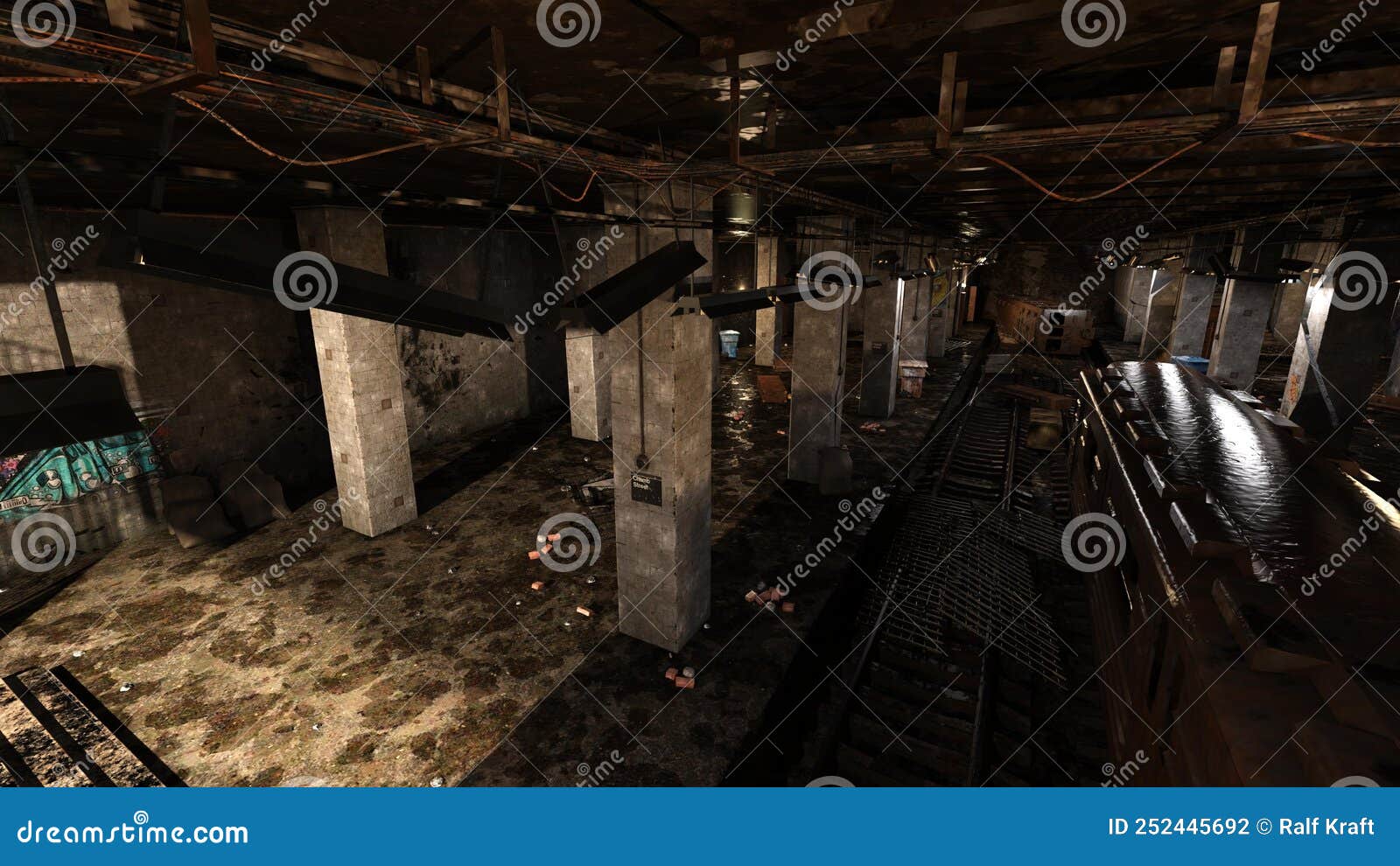 3D-illustration of a Destroyed and Abandoned Subway Station Stock ...