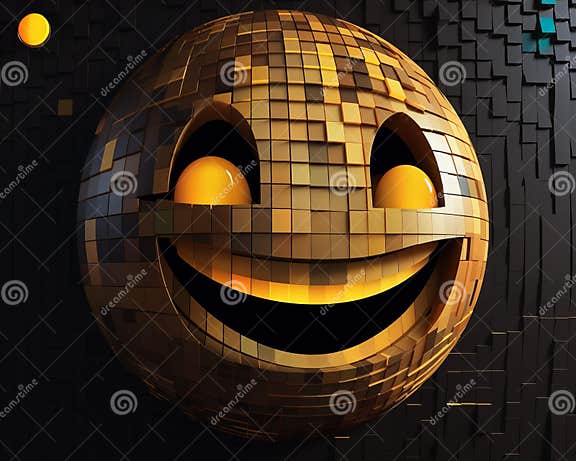 3d Rendering of a Disco Ball with a Smiley Face Stock Illustration ...