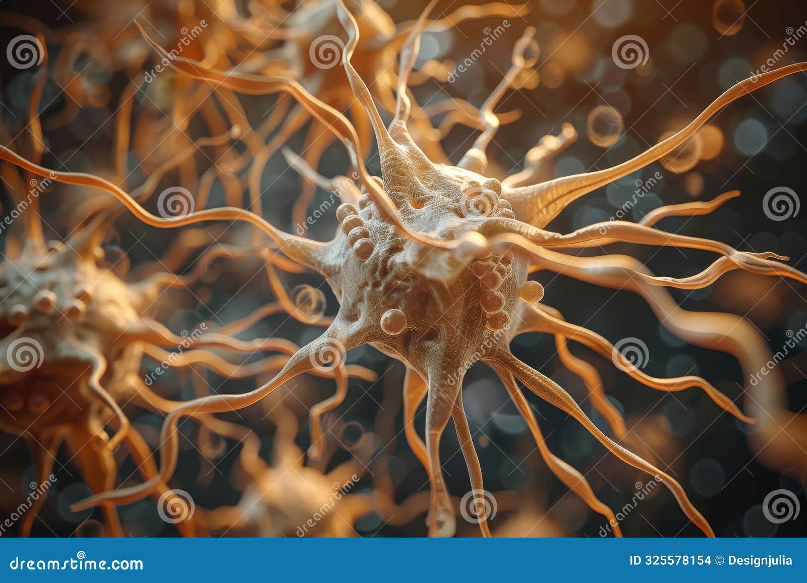 3D Neuron Rendering on Brown Background for Medical Education Resources ...